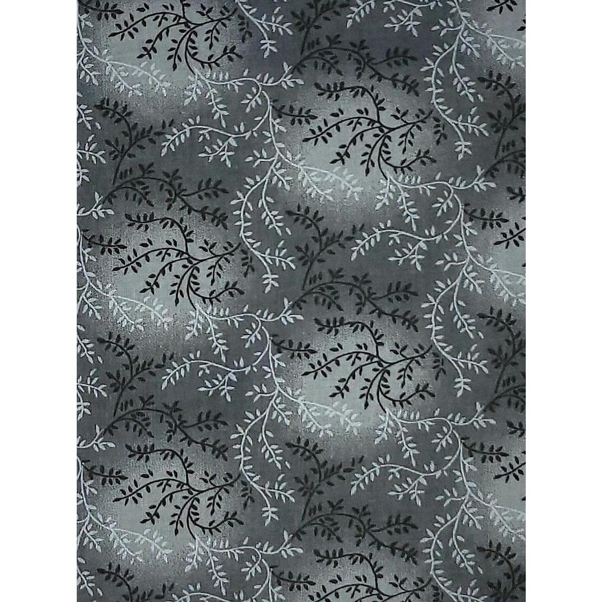 Generic Quilt Backing, Large, Seamless,Gray/Black Leaf - 47603-80G, 108""x108""