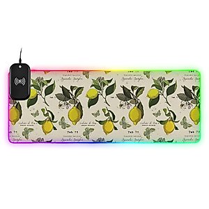 Lemon Tree Wireless Charging Mouse Pad for Mobile Phone Extra Large Gaming Mousepad with 13 Lighting Modes Keyboard Mat for MacBook PC Laptop Desk Office Home Gaming