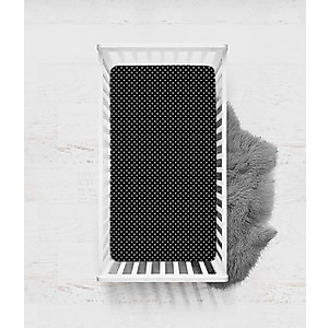 Bacati - 2 Pack Pin Dots Girls 100% Cotton Universal Baby US Standard Crib or Toddler Bed Fitted Sheets (PIN DOTS, Black/White)