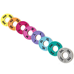 discount sizing Set of Colored Clothing Round Rack Size Dividers (XXS - 3XL) Various Quantities Available (16)