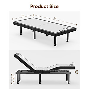BMBMT Adjustable Bed Frame Twin XL, Adjustable Bed Base for Stress Management, Zero Gravity Base, Head and Foot Incline, Anti-Snore, Memory Pre-Sets