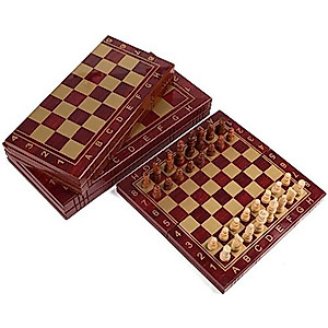 Chess Portable Set Portable Set Wooden Portable Chessboard Folding Board Game International Set for Party Family Activities Backgammon LQHZWYC (Size : L)