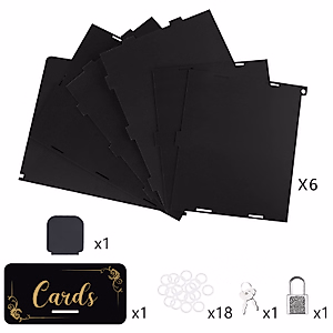 Fowecelt Black Acrylic Wedding Card Box with Lock, Rustic Card Box for Wedding Reception Bridal Shower Birthday Baby Shower Graduation