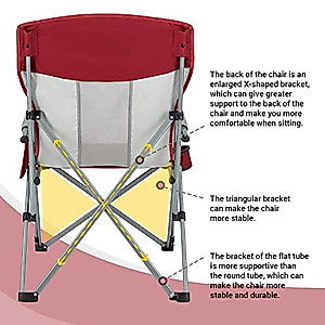 KingCamp Portable Support 300LBS Heavy Duty Folding Camp Chair for Lawn Outdoor Sports Indoor Travel, Oversize, Red&Gray
