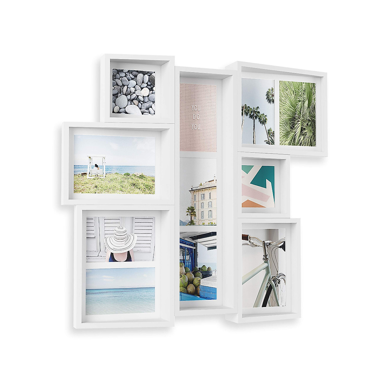 Umbra Edge Multi Wall Display – Collage Frame for Family Photos, Holiday Pictures and Prints, White