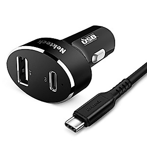 Type C Car Charger, Nekteck USB Adapter with 45W Power Delivery and 12W A Port Compatible with iPhone, iPad, MacBook, Galaxy, Google Pixel, 3.3ft Cable Included, NOT Ideal for Note10+PPS