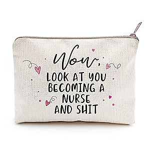 Nurse Practitioner Gift for Sister Makeup Bag Nursing Student Gifts Funny Nurse Gift Idea Cute Cosmetic Bag