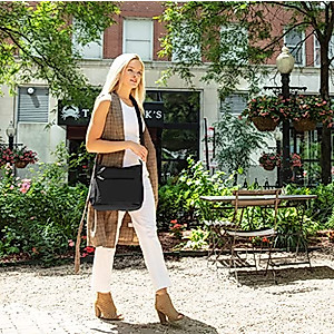 Travelon Anti-Theft Essential North/South Bag - Small Nylon Crossbody for Travel & Everyday (Black), 6.5 in x 1.25 in x 9 in