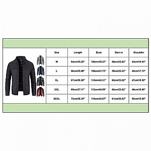 WUAI-Men Full Zip Cardigan Sweater Stand Collar Casual Slim Fit Cotton Ribbed Cable Knit Lightweight Warm Knitwear Jacket(Black,3X-Large)