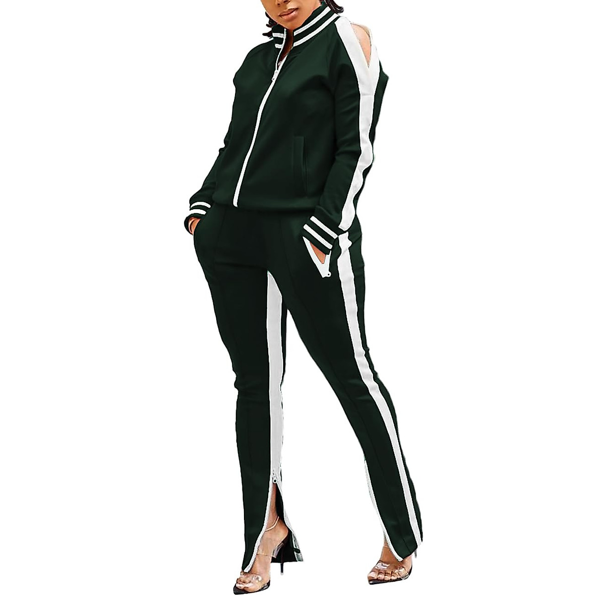 TOPONSKY Lounge Wear Set Outfits Jogger Outfitswomen Grey Sweat Suits Women Dark Green M