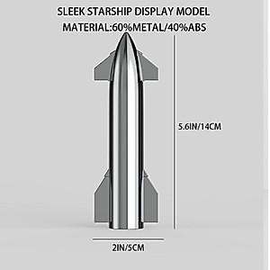 BiKiBao SpaceX Starship Rocket Model with Metallic Texturel - Launcher Tesla Toy Heavy Falcon 9 Dragon Creative Desktop Ornament, Aircraft Toy, Ideal Gift for Kids for Space NASA Lover