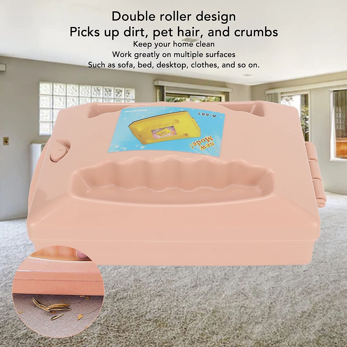 Carpet Sofa Sweeper, Carpet Brush Handheld Carpet Table Sweeper Triple Brush Head, Sweeper Cleansing Brush for Desktop Bed, Firm Carpet Table Sweeper