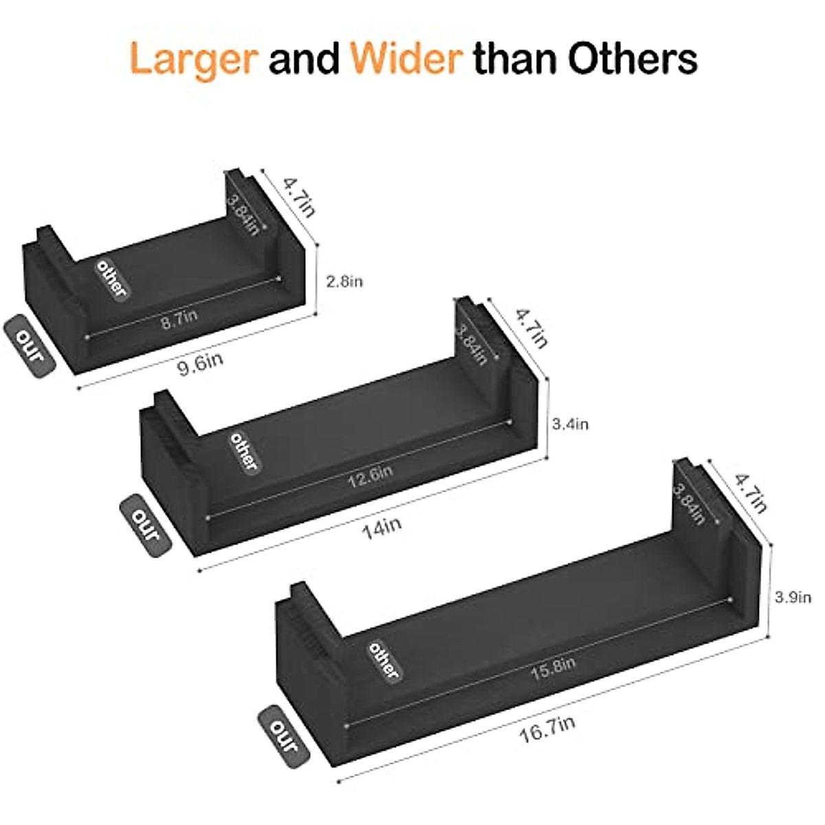 SRIWATANA U Shelves Set of 3 and 2-Tier Floating Shelf（Contains 2 Items）