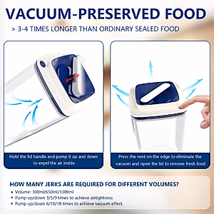 Bakpoco Airtight Food Storage Containers with Lid Vacuum Seal Storage Containers for Coffee Bean Cereal Snack, 2 Pack * 1.3 Qt Clear Leak-proof Kitchen and Pantry Organization Canisters