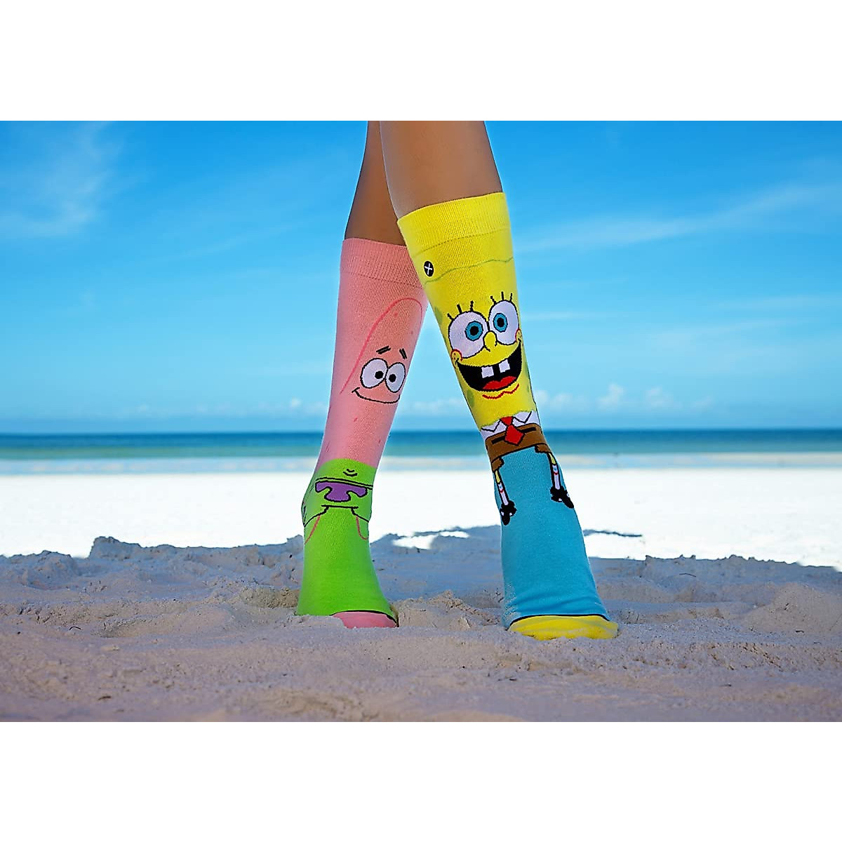 Odd Sox, SpongeBob and Patrick, Novelty Crew Socks, Crazy Fun Graphic Silly 90s