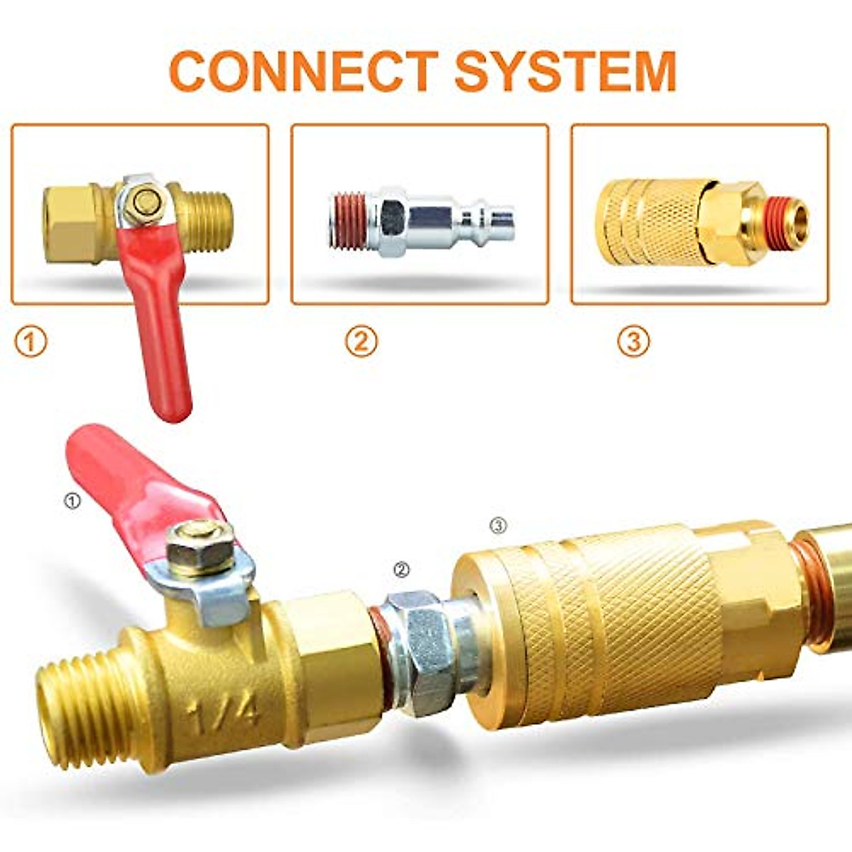 GASHER 12PCS 1/4-Inch Brass Male Industrial Coupler,1/4 Inch NPT Male Threads Size, Quick Connect Air Coupler
