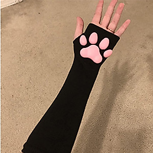 SIROLISA Cat Paw Gloves Mittens with Cat Ears Mask Cute Cat Paw Toe Beans Stockings Set for Women Girls Halloween Cat Cosplay
