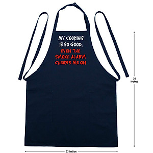 My Cooking Is So Good Funny Kitchen Aprons, Black, 2 Pockets, Adjustable Neck Strap