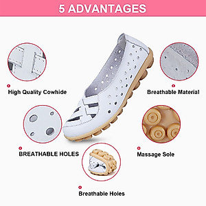 FETNHU Owlkay New Casual Women Shoes, Slip on Walking Shoes for Women,Women's Leather Low Top Flat Soybean Shoes (Dark-Blue,8.5)