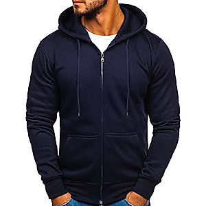 UQGHQO 2023 Men's Fashion Hoodies And Sweatshirts Lightweight Warm Solid Color Long Sleeve Padded Hooded Pullover Sweater With Pockets Men's Sweatshirts