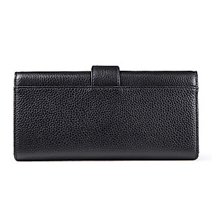 JEEBURYEE Womens RFID Blocking Genuine Leather Clutch Wallet Card Holder Ladies Long Purse Large Capacity Organizer Wallet Black
