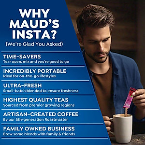 Maud's Instant Peach Tea (Insta Just Peachy), 26ct. Solar Energy Produced Single Serve Peach Flavored Tea Instant Travel Stick Packs, Instantly Hot or Iced Tea, 100% California Tea Blend