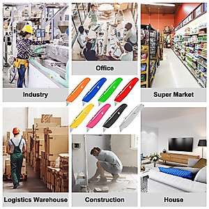 DIYSELF 50 Pack Utility Knife Blades with 8 Pack Box Cutter Retractable Heavy Duty, Box Cutters for Cardboard