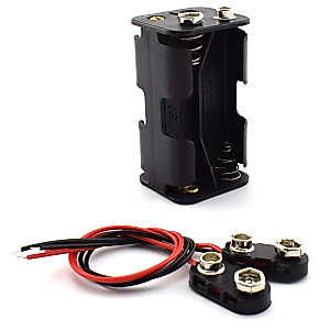 SDTC Tech 2-Set 4X 1.5V AA Battery Holder and I Type Battery Snap Connector Kit 6 Volt Thicken Plastic Battery Case Box