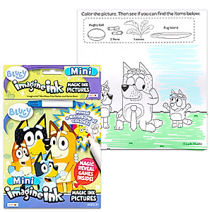 Disney Bluey Magic Ink Coloring Book Set Kids Toddlers - Bundle with 2 Bluey Imagine Ink Coloring Books with Invisible Ink Pens, Stickers and Door Hanger (Bluey Activity Set)