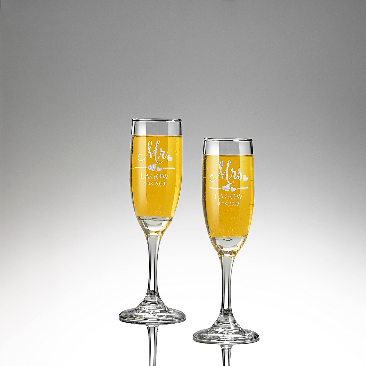Krezy Case Mr and Mrs Wedding Toasting Champagne Flutes with Box, Set of 2 Glasses With Black Box, Laser engraved Tosting Flutes Engraved Personalized Glasses for Bride and Groom
