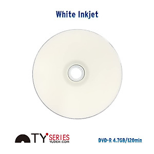 PlexDisc TY Series DVD-R 16X 4.7GB White Inkjet Hub Printable Blank Discs – 50 Pack Cake Box (FFP), Writable and Recordable Media for Data, Video, and Audio