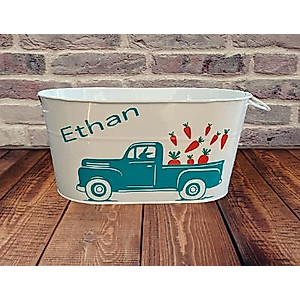 Personalized Easter Basket with Name - Large Bucket for Kids - Pail for Gifts with Handles - Custom Decor