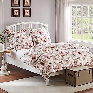 Greenland Home Antique Rose 100% Cotton Floral Duvet Cover Set, 3-Piece King/Cal King, Ivory
