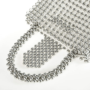 YUSHINY Women Acrylic Beaded Evening Tote Medium HandBag with Pull-on Closure for Wedding Party (Silver&Transparent)