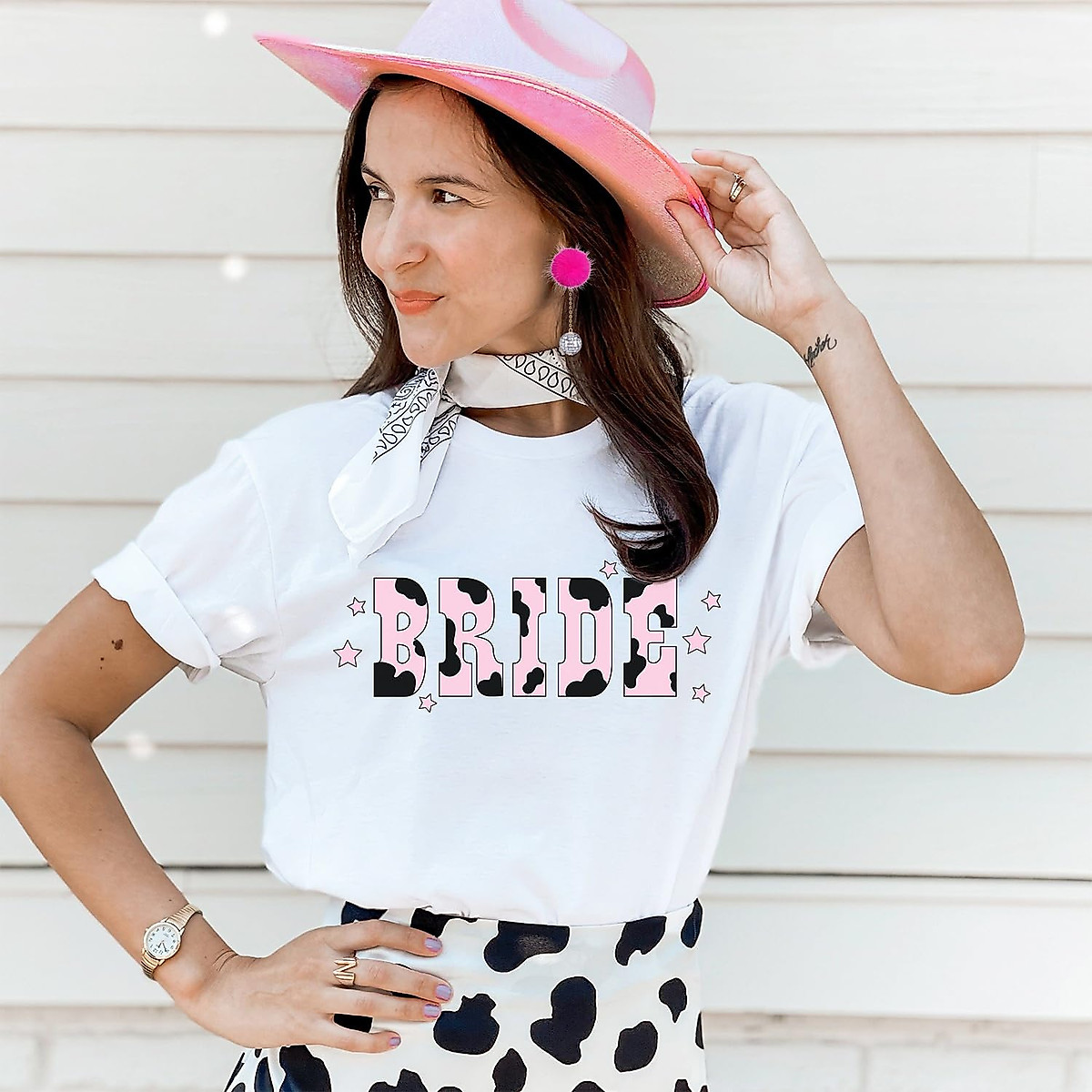 Hot Pink Earrings Disco Ball Earring for Women Pom Pom Dangle Earrings Reflective Mirrorball Earrings 70s 80s Disco Dance Party Costume Accessories Cowgirl Country Concert Outfits Halloween New Year