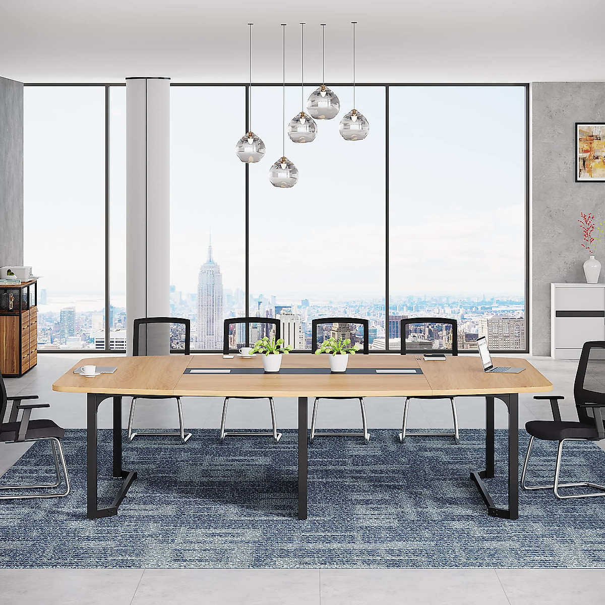 Tribesigns 8FT Conference Table, 94.5L x 47.2W inch Large Meeting Table, Modern Rectangular Seminar Table for Office Meeting Conference Room, Metal Frame