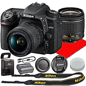 Nikon D7500 DSLR Camera with Nikon AF-P DX NIKKOR 18-55mm f/3.5-5.6G VR Lens Bundle (Renewed)