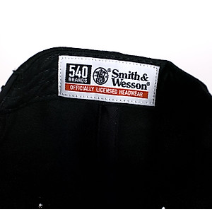 M&P by Smith and Wesson Mens Hat Classic Black Embroidered Logo Baseball Cap Officially Licensed, Black/Black