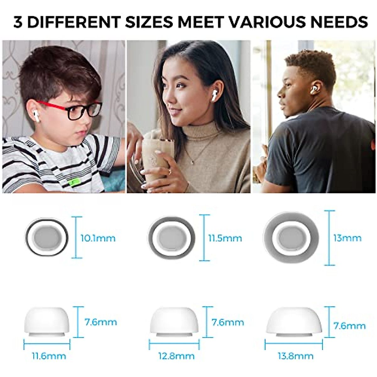 AhaStyle AirPods Pro 2 Replacement Ear Tips with Noise Reduction Hole【Fit in The Charging Case】 6 Pairs Compatible with Apple AirPods Pro 2019 & AirPods Pro 2 2022