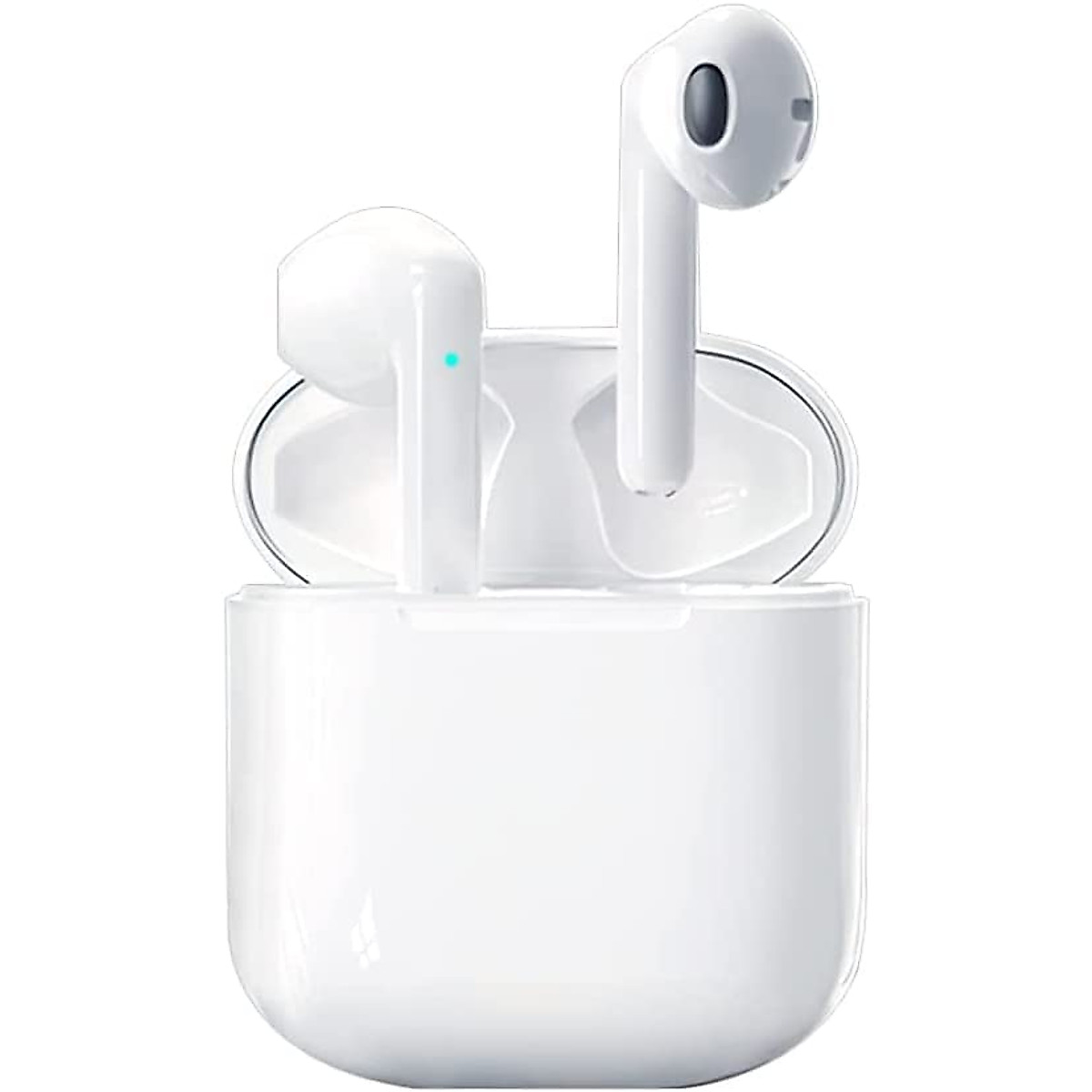 Coolwin Wireless Earbuds, Bluetooth 5.0 Headphones Noise Cancellation Headsets, Pop-ups Auto Pairing in-Ear Hi-Fi Air Stereo Sound Mic IPX7 Waterproof Headset for iPhone/Samsung/iOS/Android, White