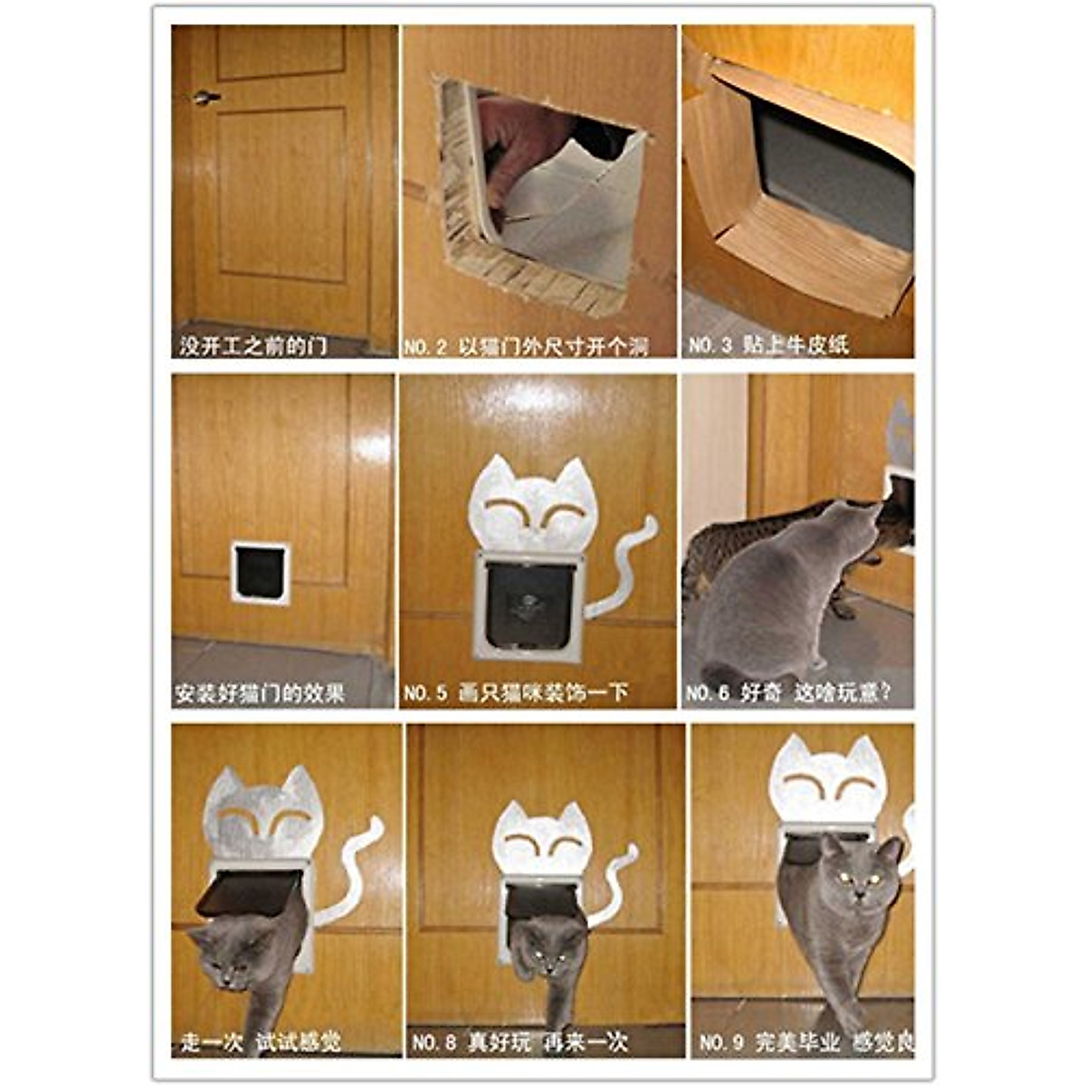 Depets Medium Cat Flap Door with 4 Way Lock (Outer Size 7.5" x 7.8"), Magnetic Pet Door Kit White, Weather-Resistant Cat Door for Cats & Doggy