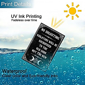 No Soliciting Signs for Home Violators Will Be Sacrificed To The Old Gods Not The New Funny Black Gothic Decor Halloween Decorations Outdoor 8 x 12 Inch
