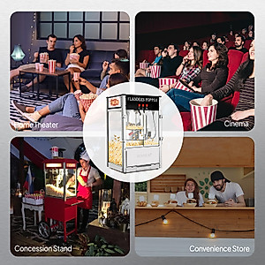 ROVSUN Commercial Popcorn Machine Movie Theater Style with 16 Ounce Kettle, Countertop Popcorn Maker Machine w/Stainless Steel Scoop, Oil Spoon & 3 Popcorn Cups (Black)