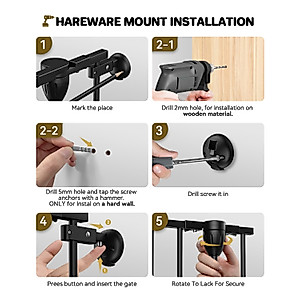 Baby Gate for Stairs, Dog-gate with Auto-Close Door, Double Locking System, Hardware Mounting, Quick Assembly (81 inch Black)