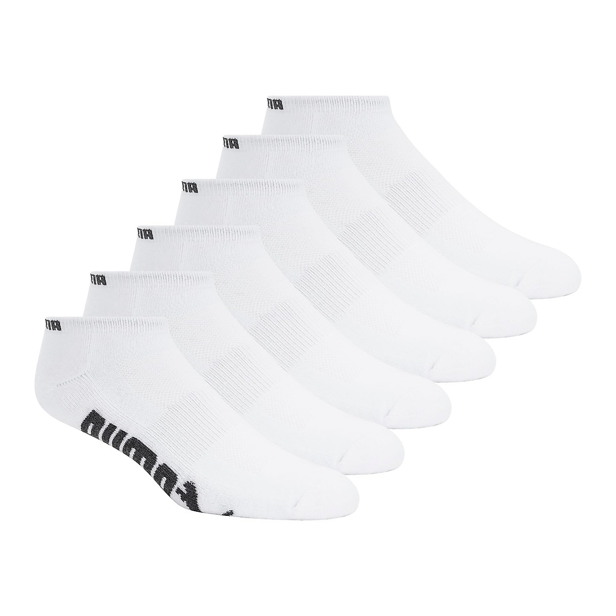 PUMA mens 6 Pack Low Cut athletic socks, White, 10 13 US
