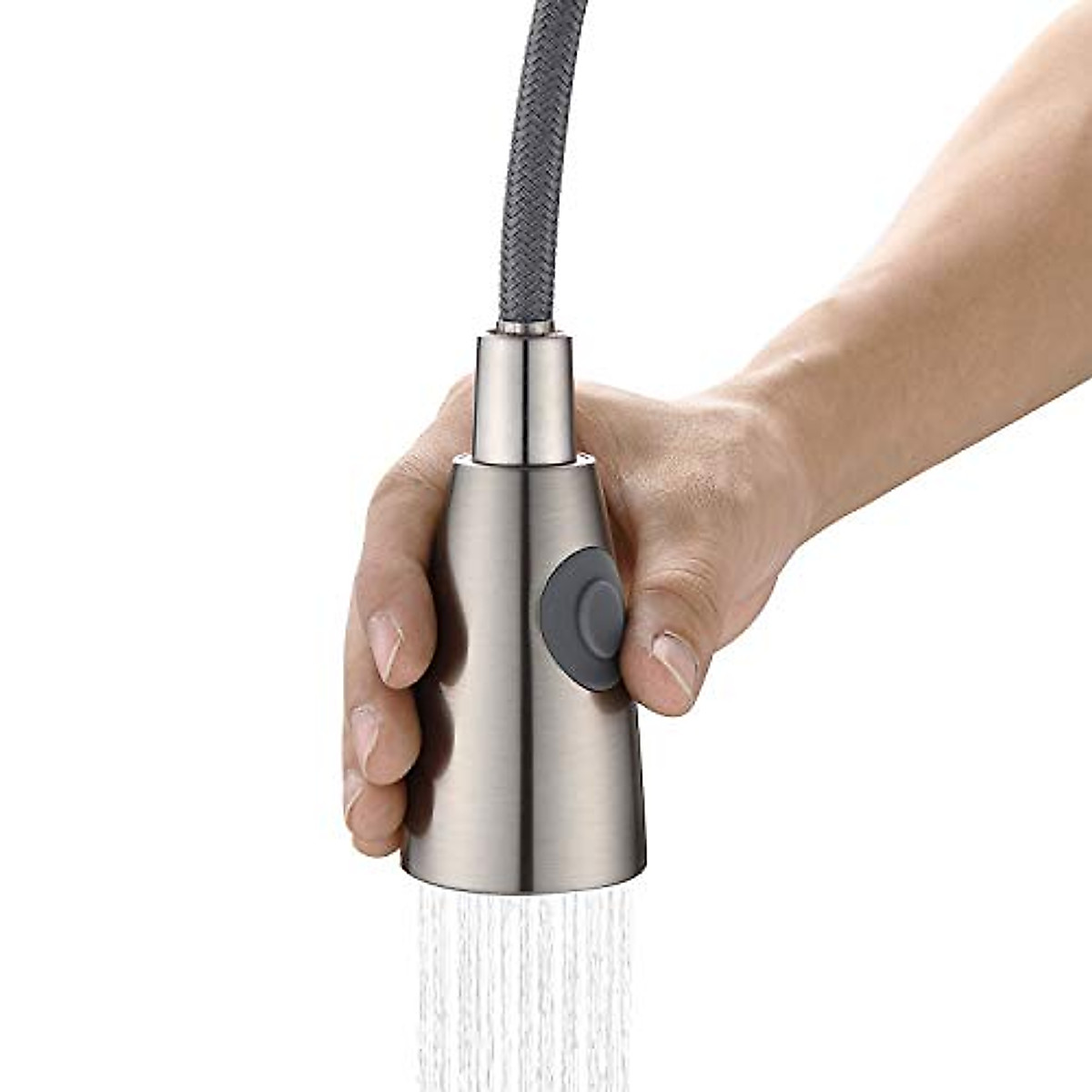 Kitchen Faucet Sprayer Head 2-Function Nozzle Spout G1/2 Connector Pull Down Pull Out Kitchen Tap Hose Sprayer Filter Sink Spray Head Replacement Part Brushed Nickel