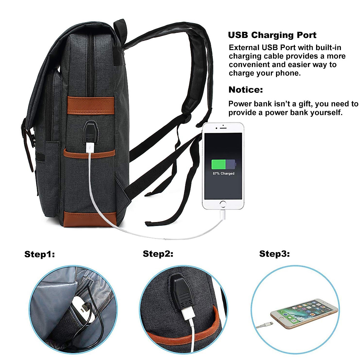 FEWOFJ Professional Laptop Backpack, Women Vintage College School Bookbag - Black