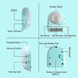 Large Button & Silent/Loud Alarm Switch Digital Kitchen Timer, Countup/Countdown Timer for Kids, Time Management Tool for Teacher, Cook, Study,Meditation