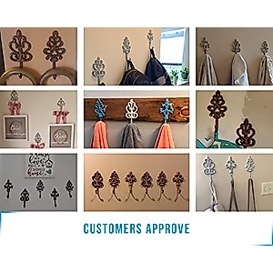 Shabby Chic Decorative Wall Hooks - Set of 3 - Cast Iron French Country Wall Decor - Farmhouse Hangers for Coats, Purses and More - Rustic White