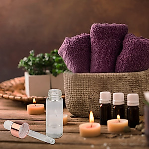 Clear Glass Dropper Bottles,50 Packs Essential Oils Bottles With Rose Gold Lids Perfume Sample Vials Travel DIY Cosmetic Liquid Containers 2 Pipettes Included (5ml(1/6oz))